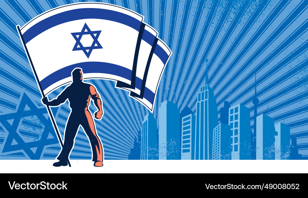 Israel flag bearer poster Royalty Free Vector Image