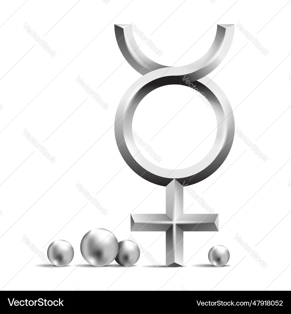 Mercury or quicksilver - chemical element sign Vector Image