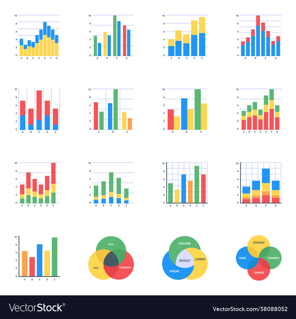Pack data analytics flat icons Royalty Free Vector Image Pack data analytics flat icons Royalty Free Vector Image