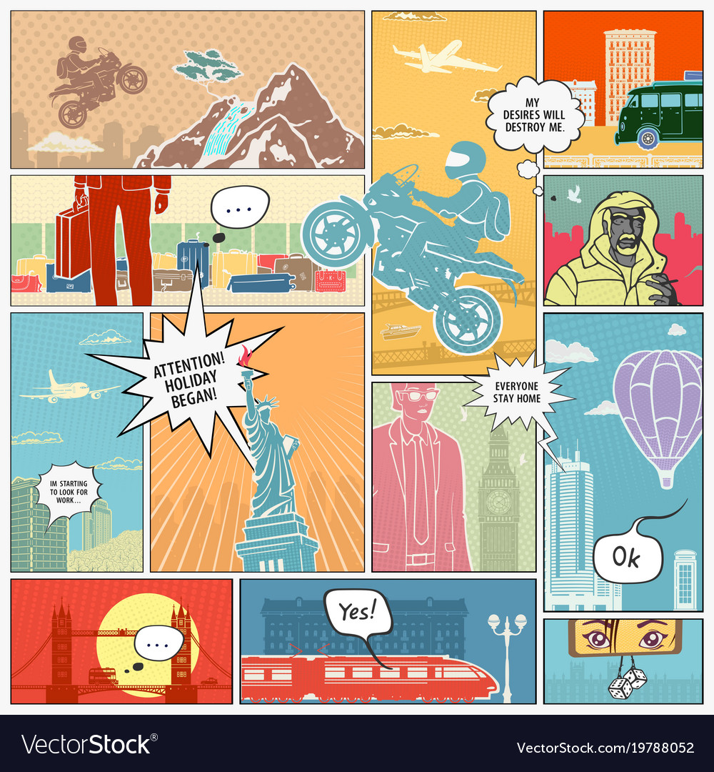 Page comics layout concept Royalty Free Vector Image