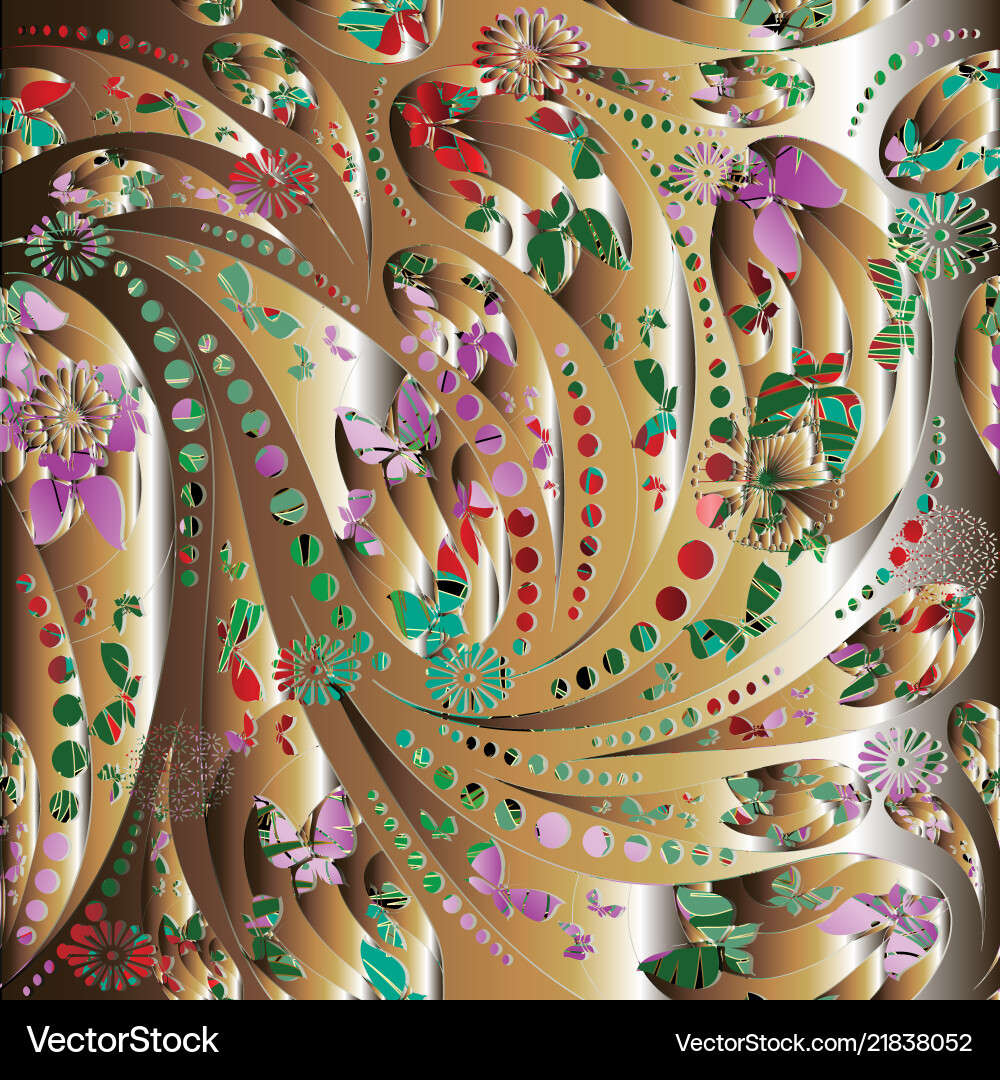 Paisley 3d seamless pattern colorful ornamental Vector Image