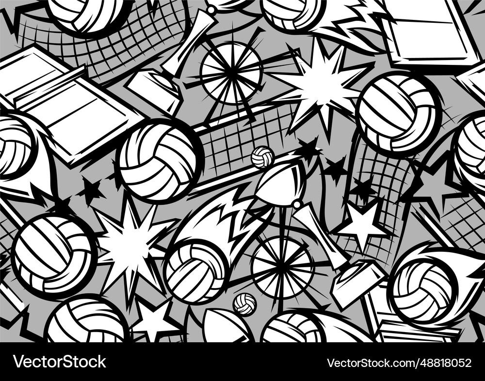 Pattern with volleyball items sport club Vector Image