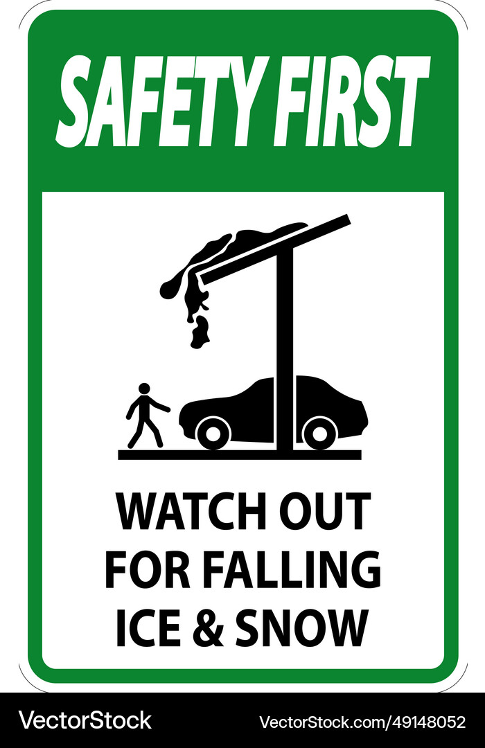 Safety first sign watch out for falling ice Vector Image