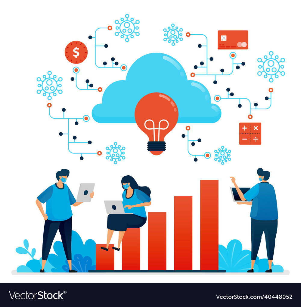 Working during covid19 19 pandemic with cloud Vector Image