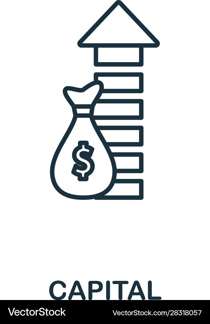 Capital icon line style element from business Vector Image