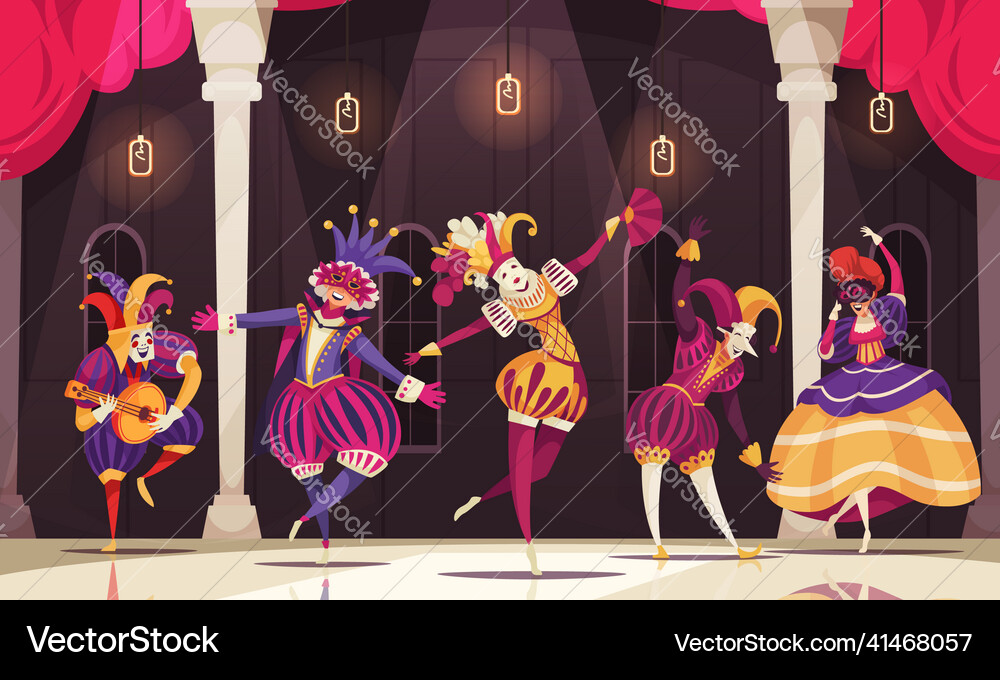 Cartoon venetian carnival Royalty Free Vector Image