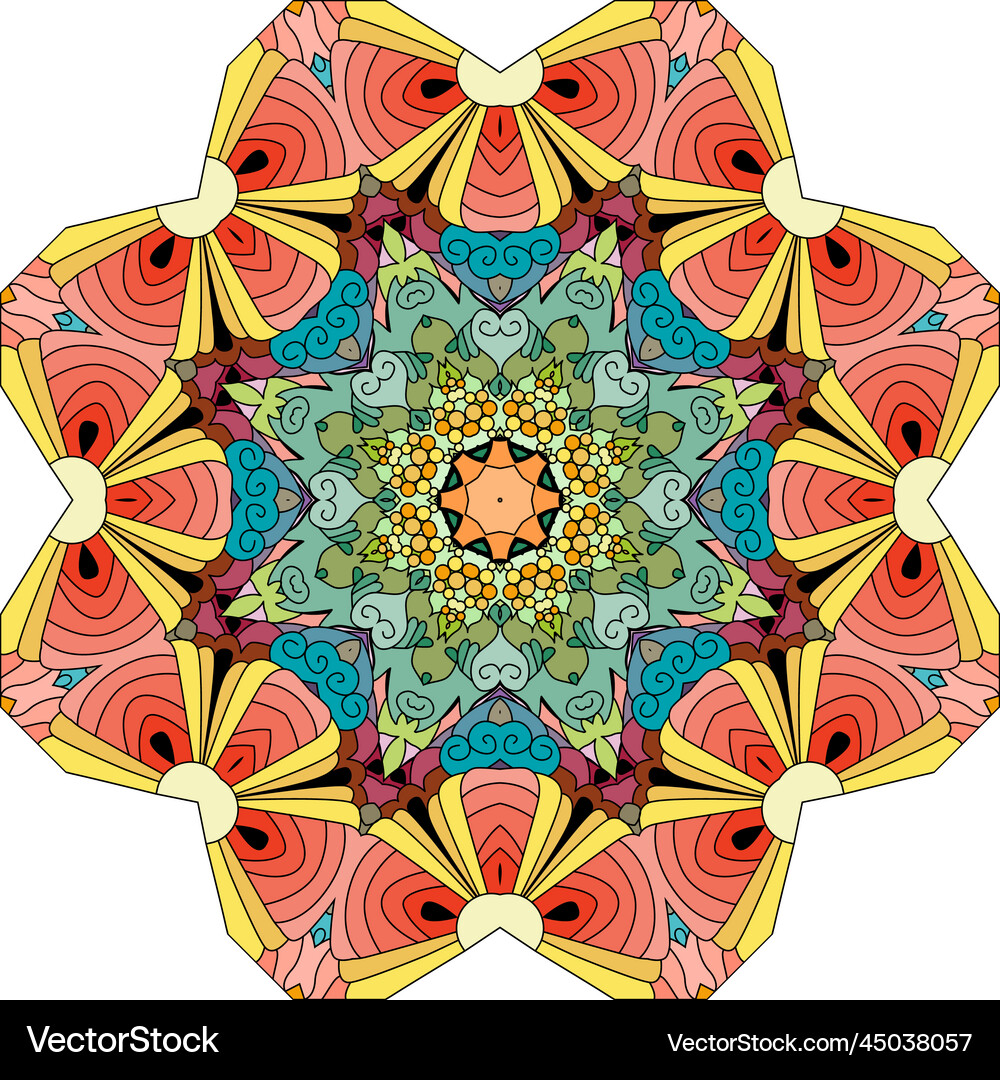 Colorful cute mandala decorative unusual round Vector Image