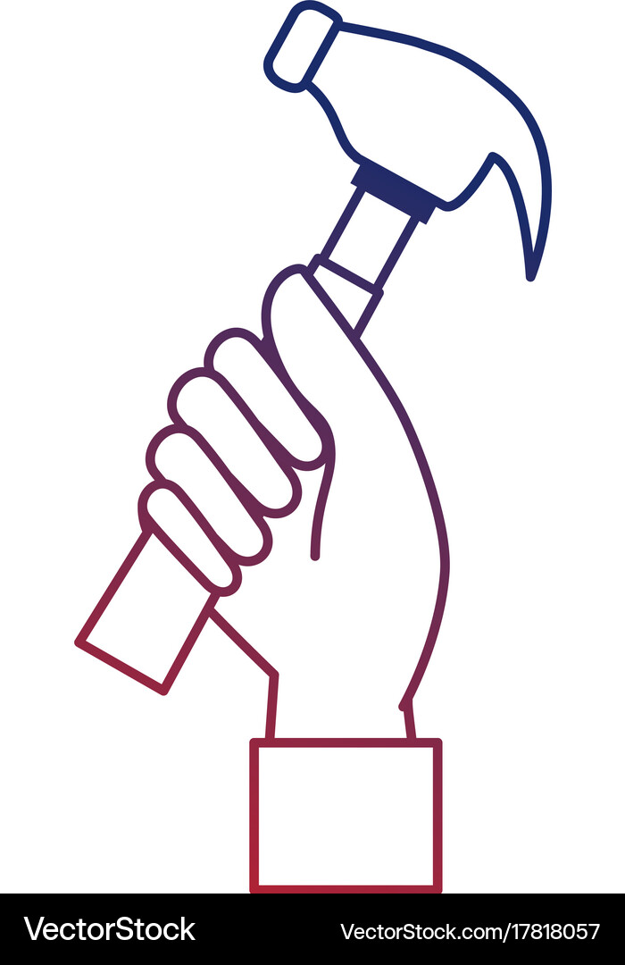 Hand worker with hammer tool isolated icon Vector Image