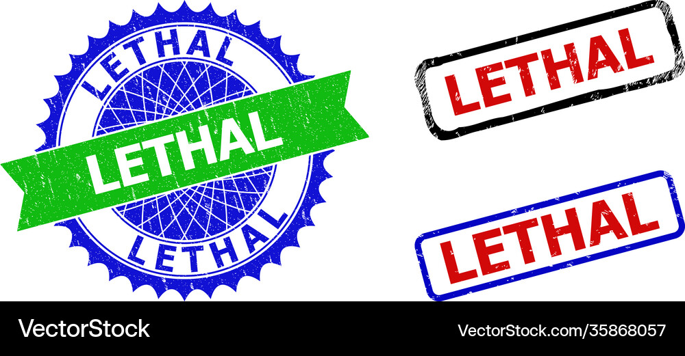 Lethal rosette and rectangle bicolor stamp seals Vector Image
