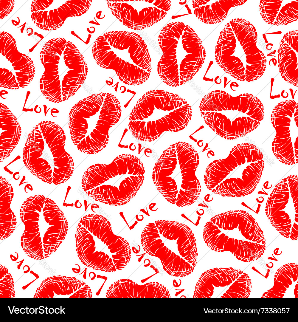 Lip prints and love seamless pattern Royalty Free Vector