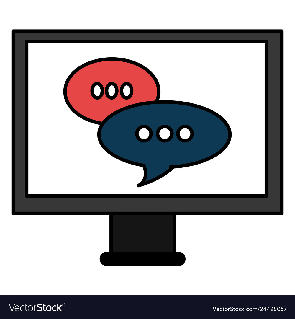 Monitor computer with speech bubbles Royalty Free Vector