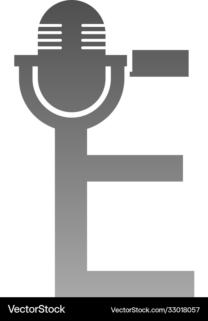 Podcast mic font letter design concept Royalty Free Vector