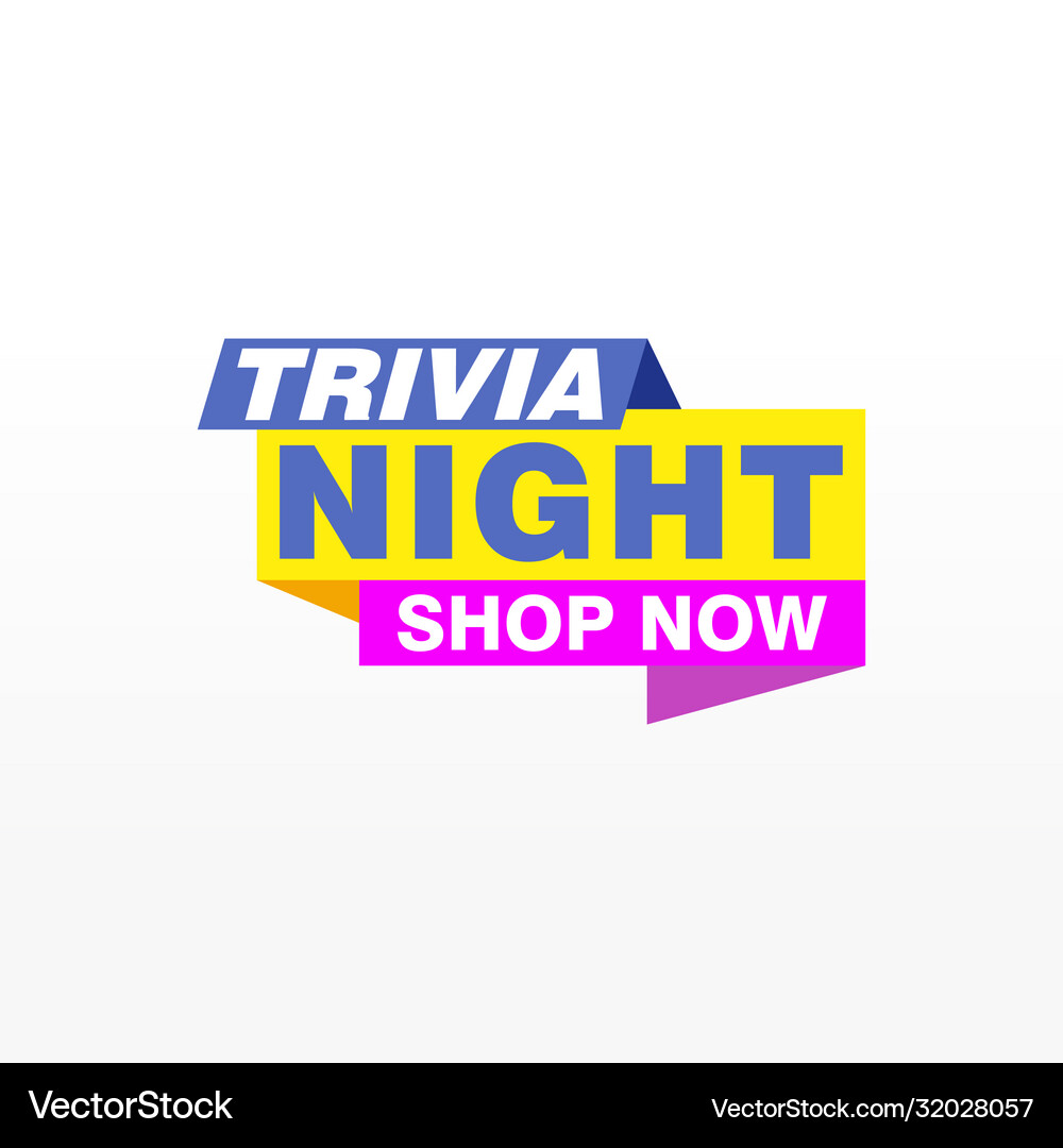 Trivia night labels banners ribbon design Vector Image