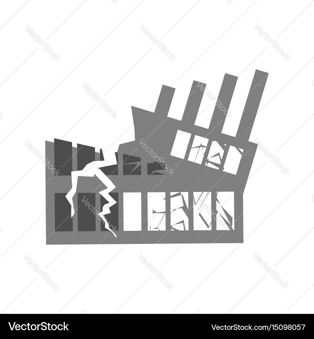 War broken building cracks and splinters of Vector Image