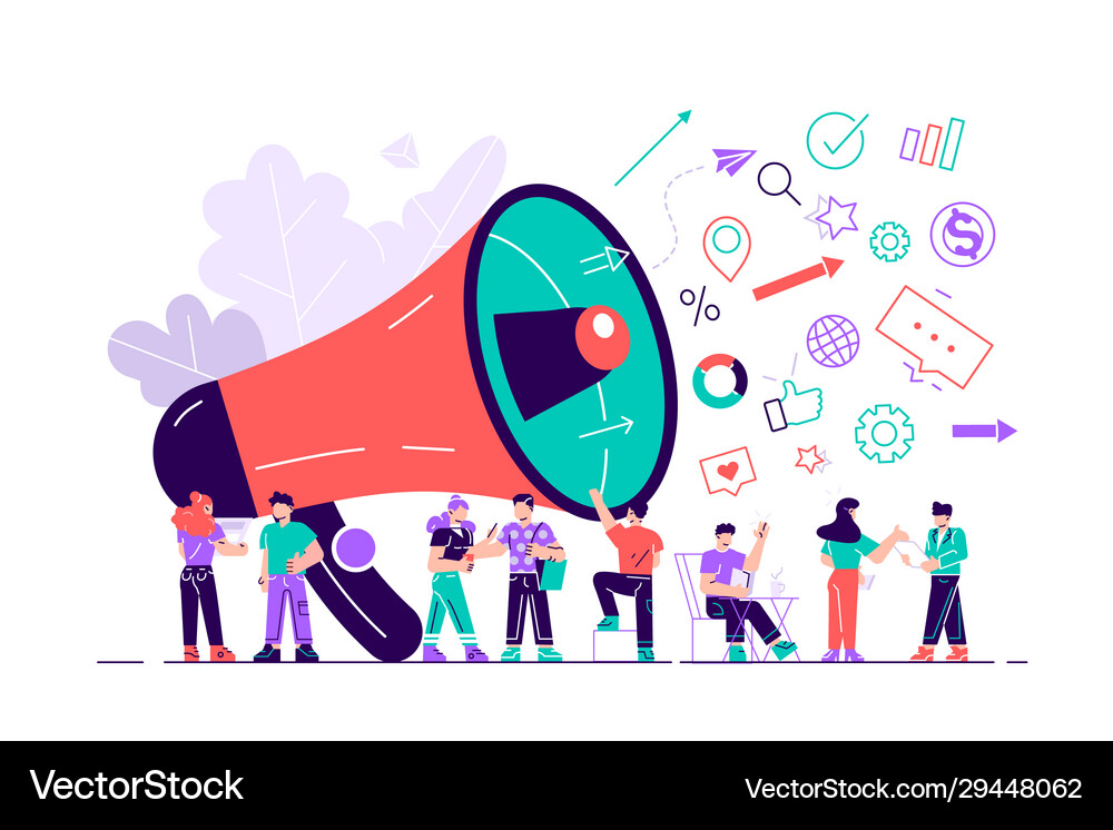 Business promotion call through horn Royalty Free Vector
