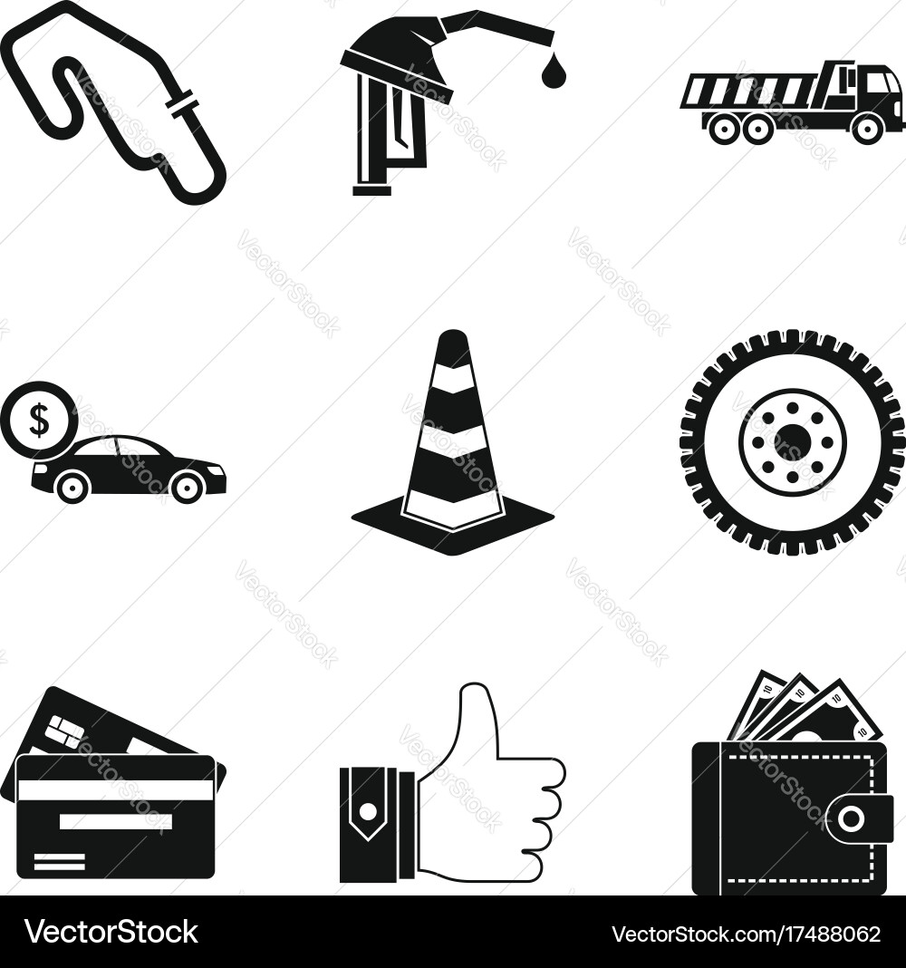 Buying car icons set simple style Royalty Free Vector Image
