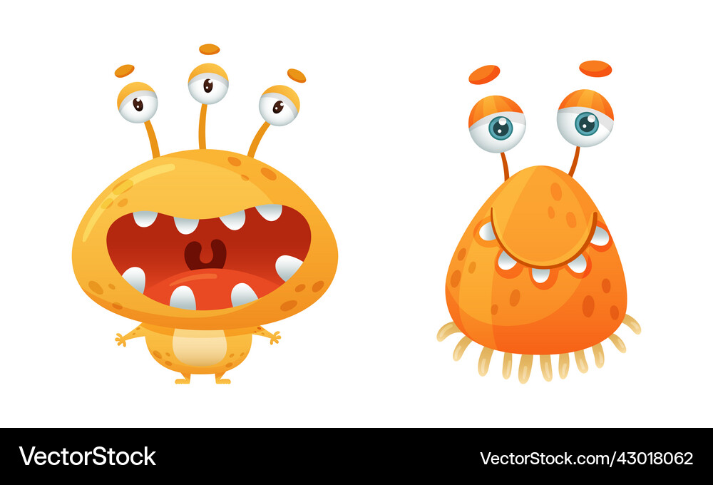 Cute monster character as toothy mutant Royalty Free Vector
