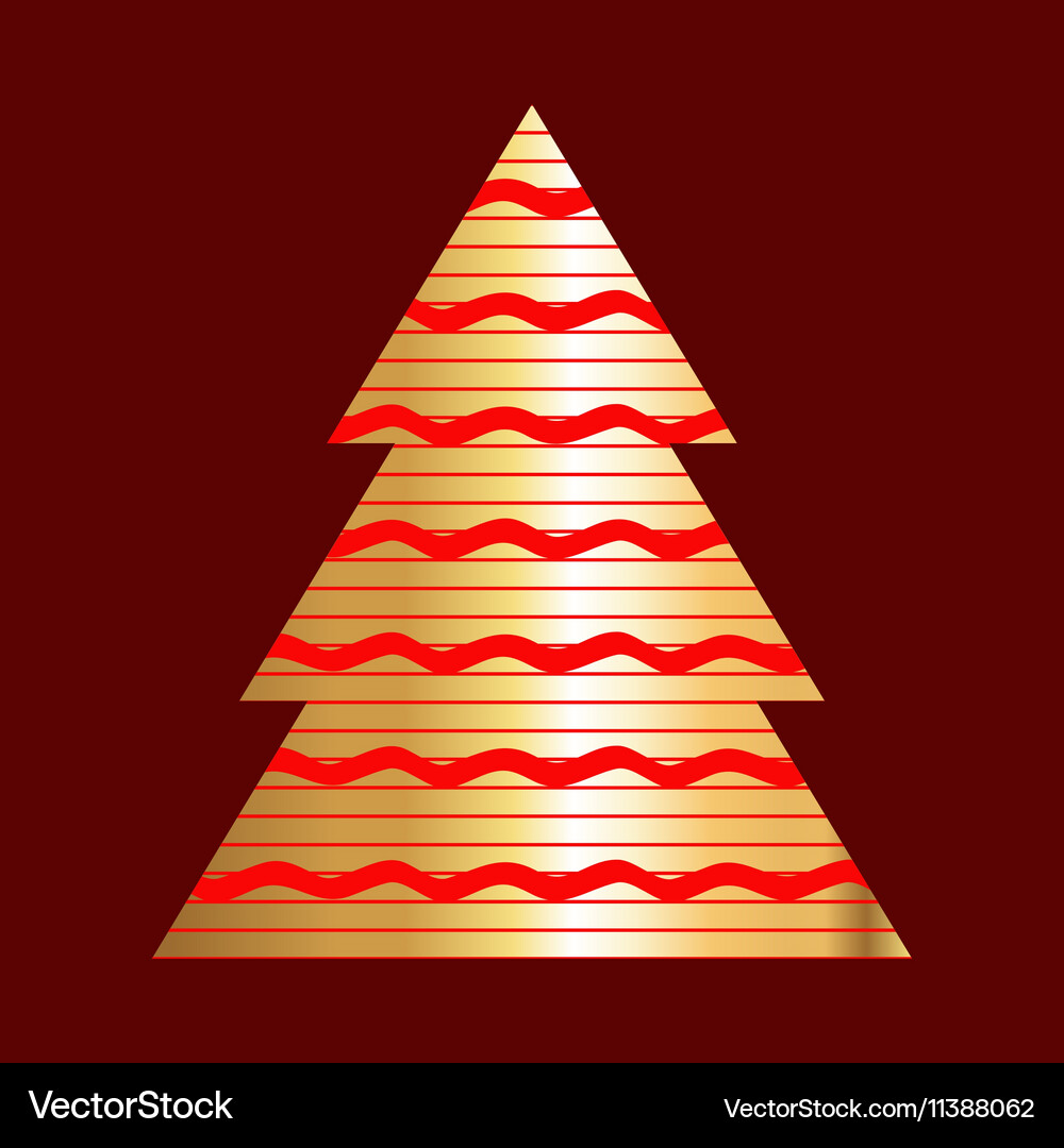 Gold and red christmas tree icon Royalty Free Vector Image