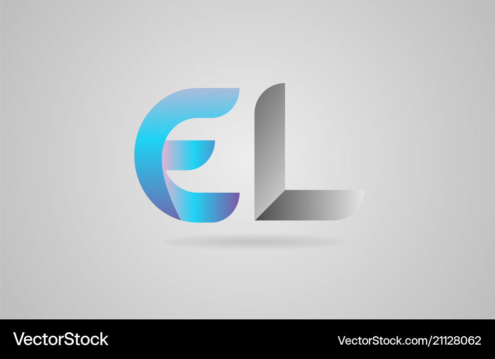 Grey blue alphabet letter el e l logo icon design Vector Image