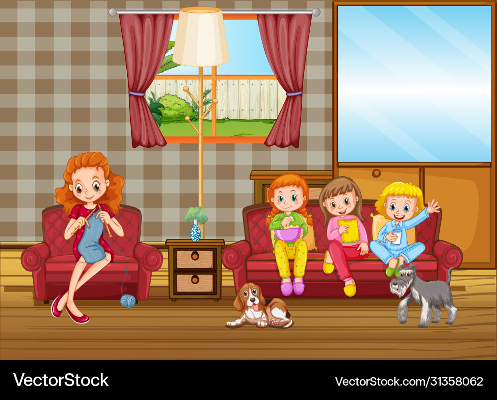 Happy family at home Royalty Free Vector Image