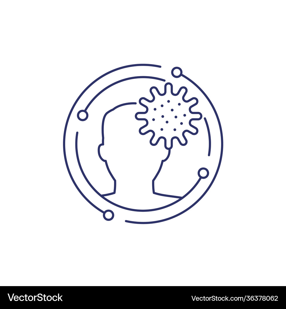Infection line icon with virus and man Royalty Free Vector