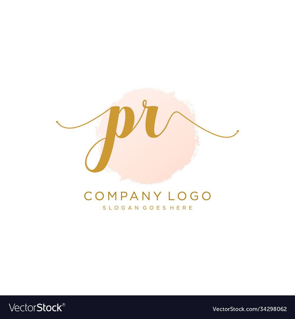 Initial pr handwriting logo with circle template Vector Image