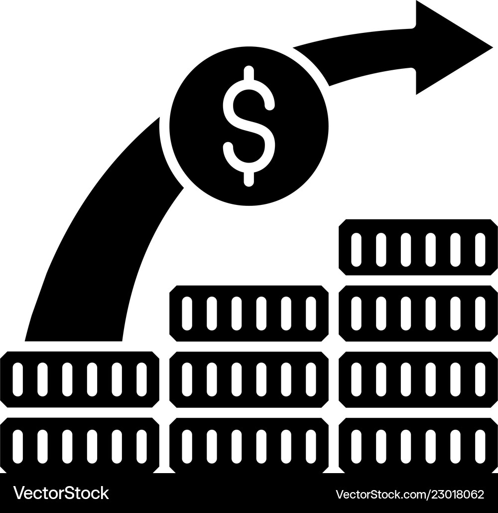 Investment system black icon sign Royalty Free Vector Image