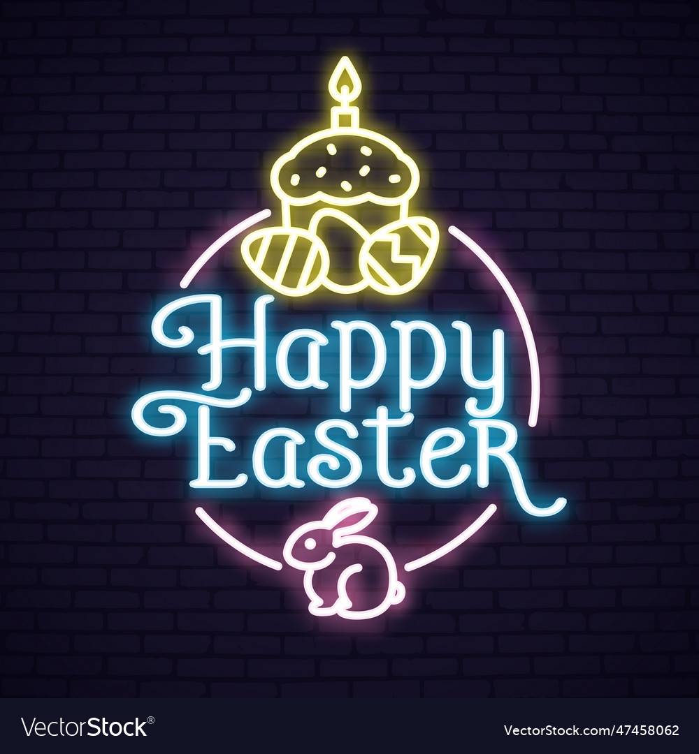 Neon easter templates set Royalty Free Vector Image