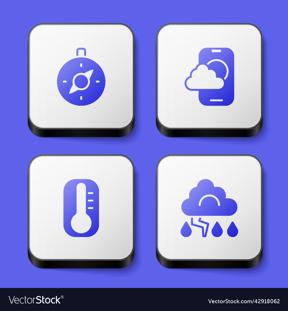 Set Compass Weather Forecast App Thermometer Vector Image