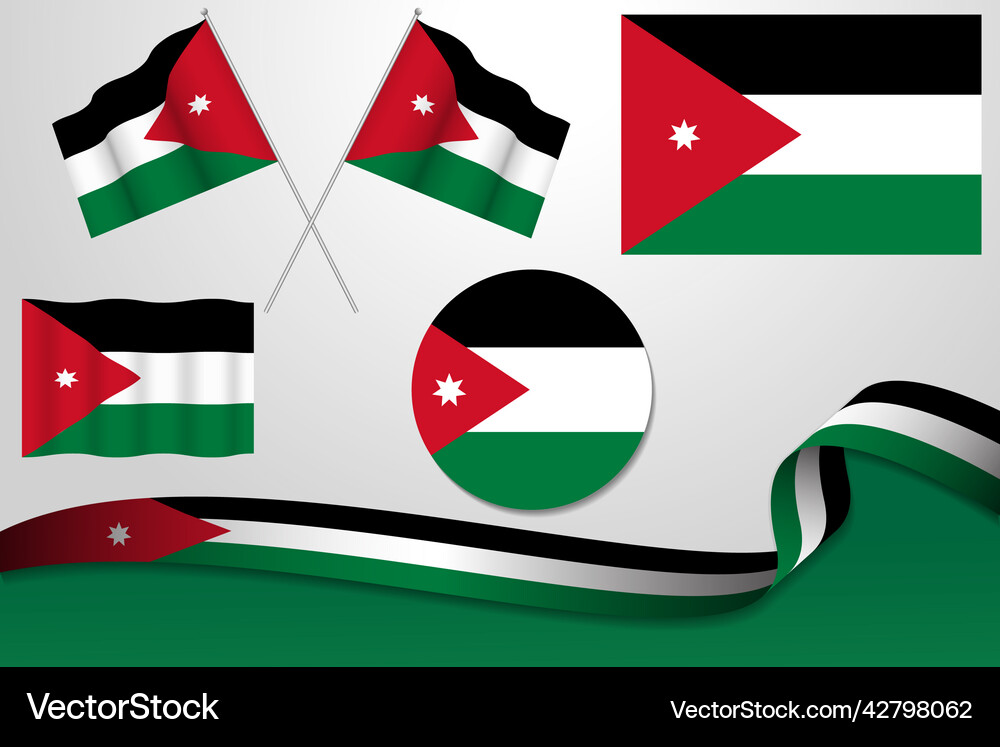 Set of jordan flags in different designs Vector Image