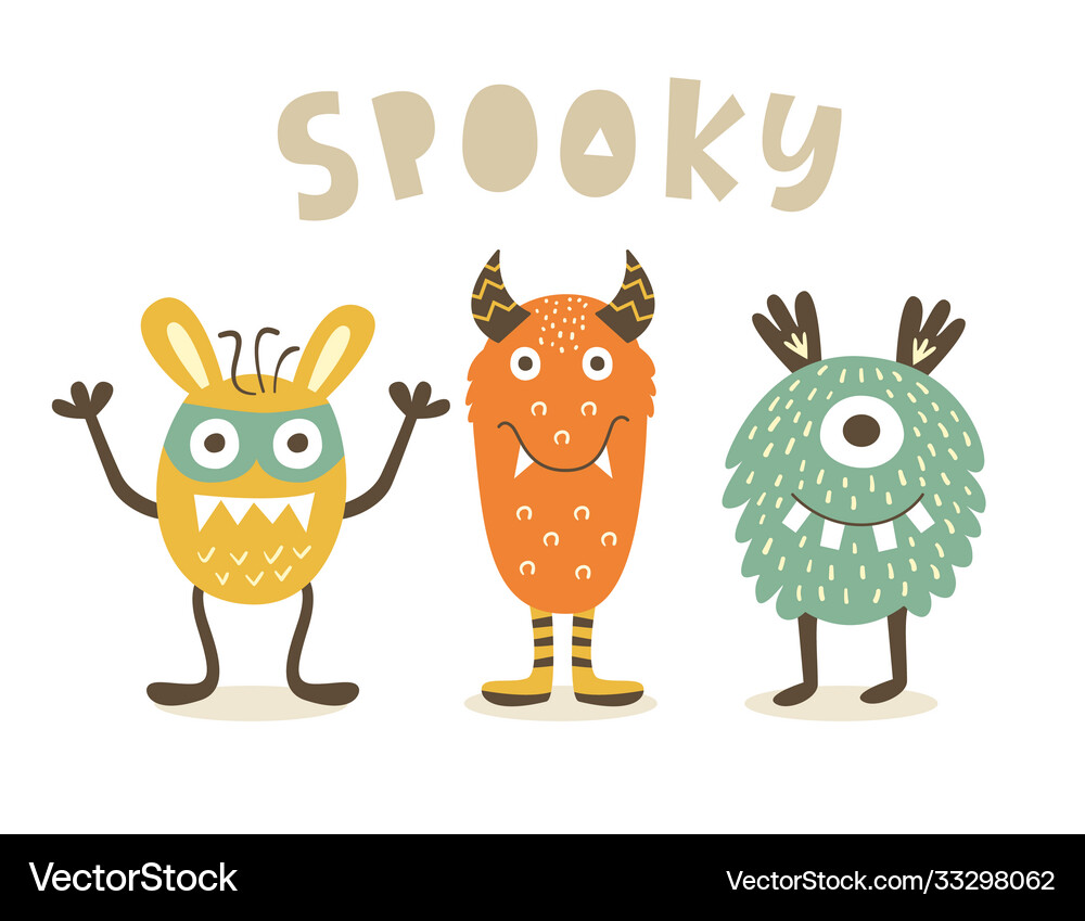 Spooky cute monster characters Royalty Free Vector Image