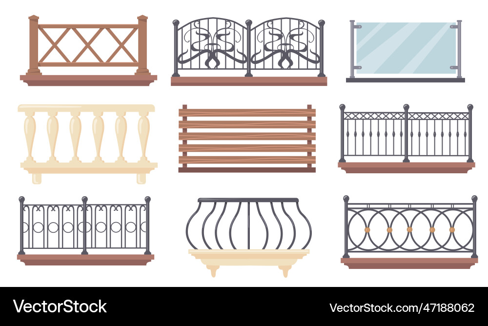 Vintage and modern balcony railings Royalty Free Vector