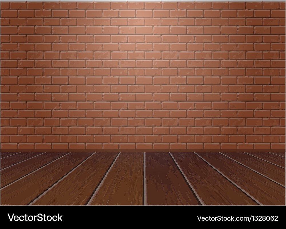 Wooden floor and brick wall Royalty Free Vector Image