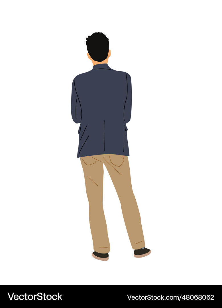 Young business man standing back view art Vector Image