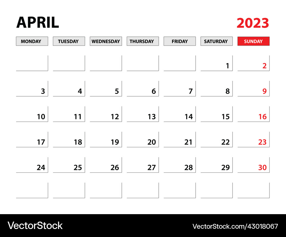 April 2023 year planner template-calendar Vector Image