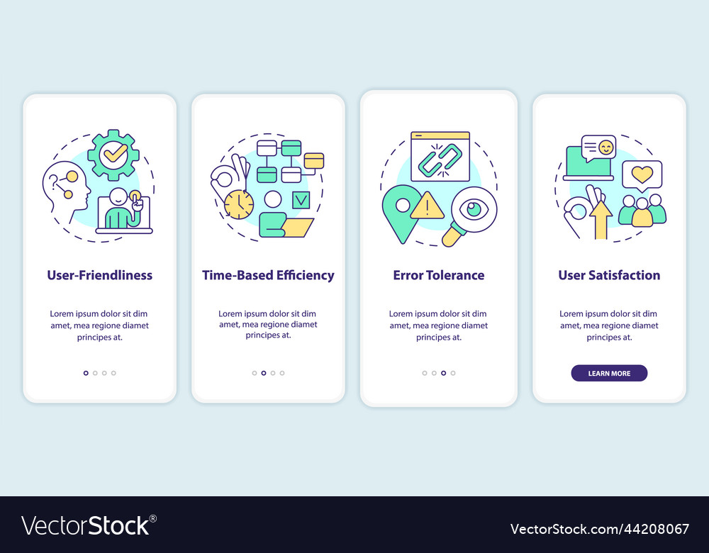 Basic metrics for usability testing onboarding Vector Image