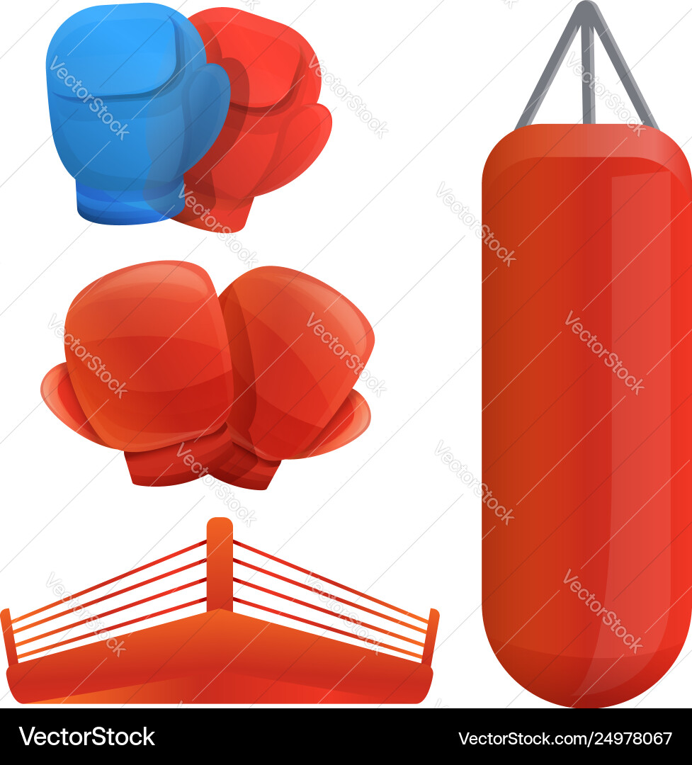 Boxing icons set cartoon style Royalty Free Vector Image