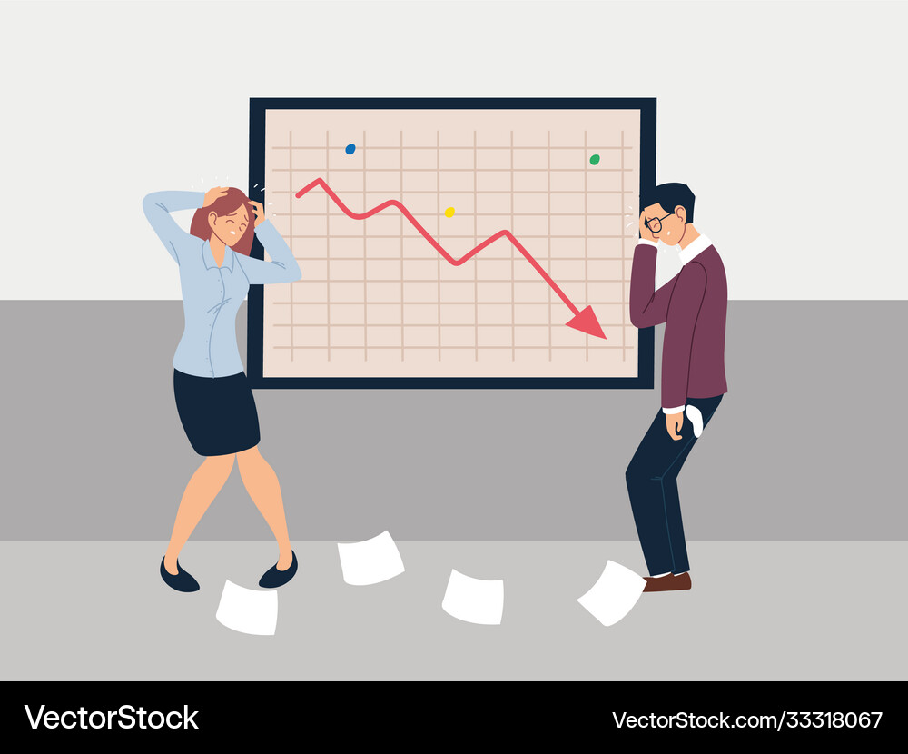 Business people at presentation decreasing Vector Image