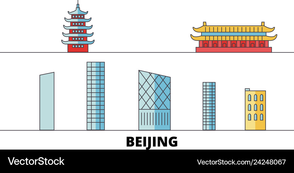 China beijing city flat landmarks Royalty Free Vector Image