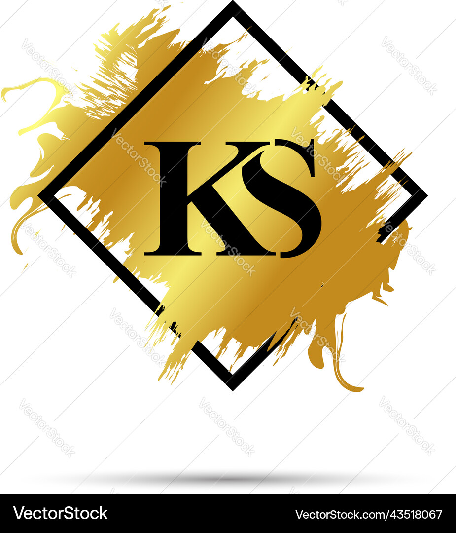 Gold ks logo symbol art design Royalty Free Vector Image
