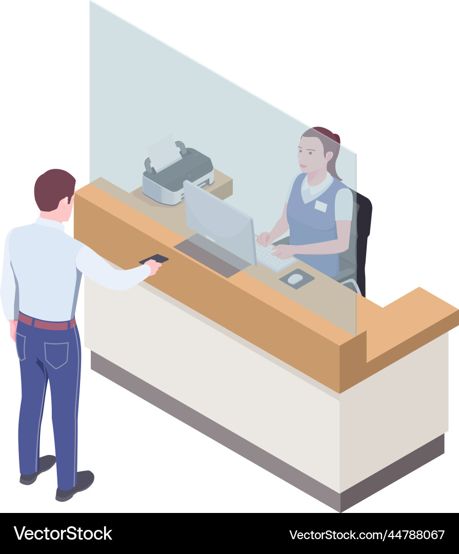 Isometric bank cashier Royalty Free Vector Image
