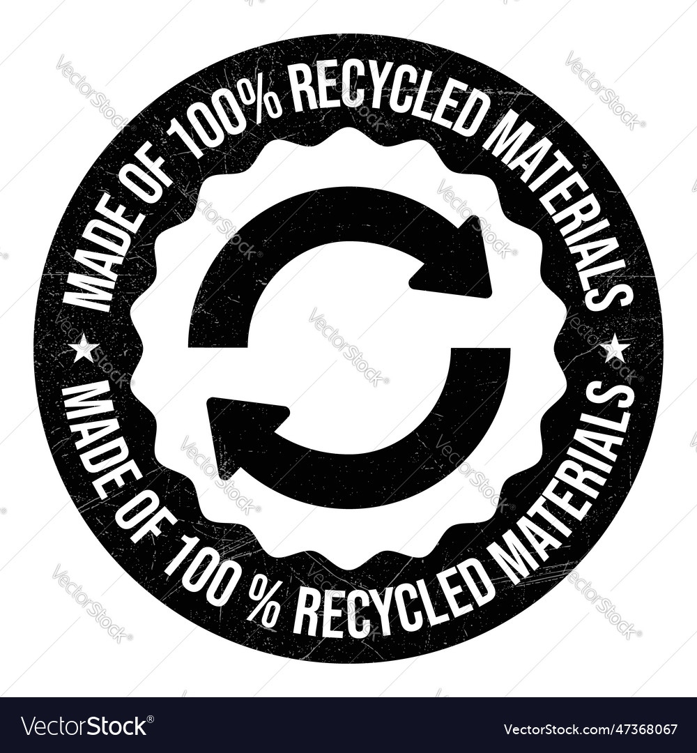 Made of 100 percent recycled materials badge Vector Image