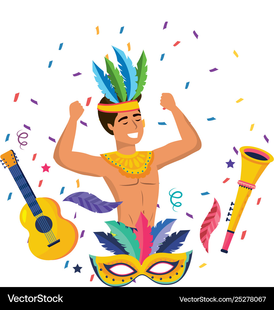 Man celebrating brazil carnival Royalty Free Vector Image
