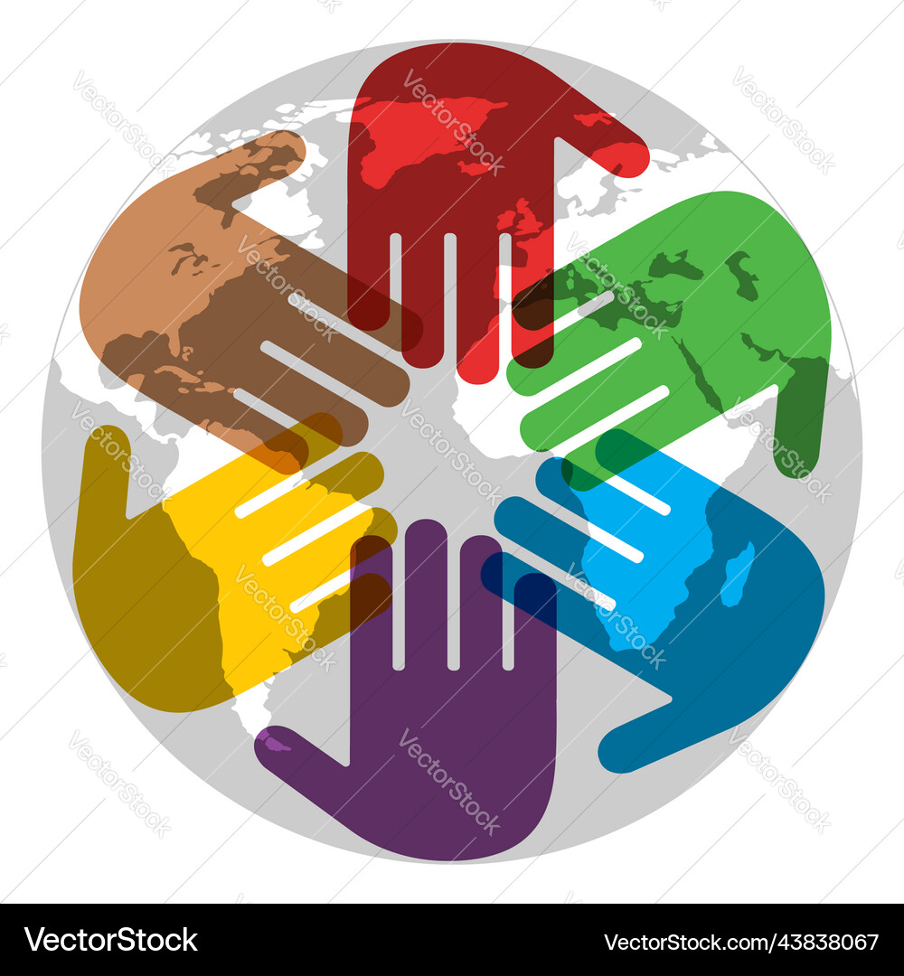 Multicolored hands of people Royalty Free Vector Image