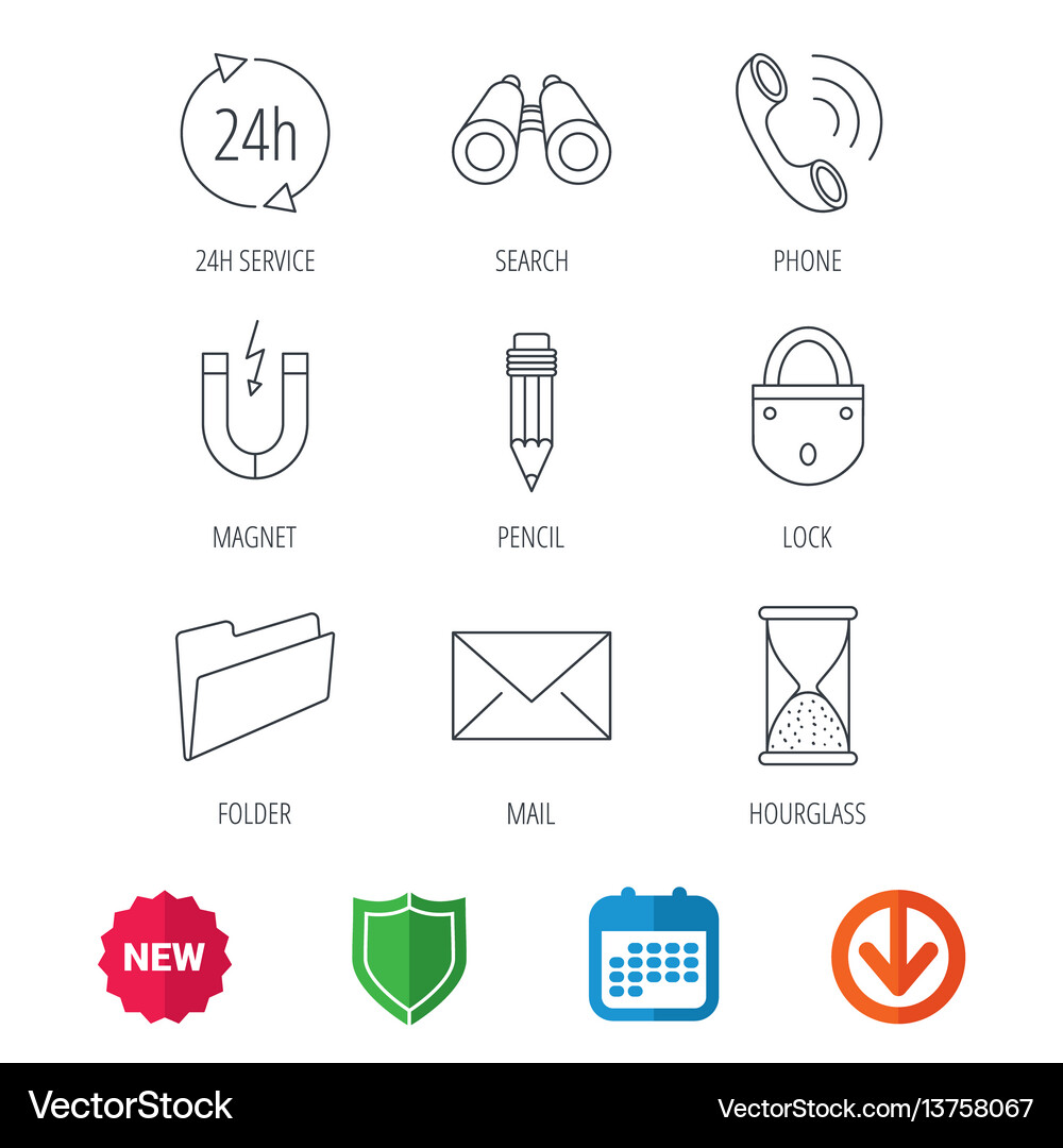 Phone call pencil and mail icons Royalty Free Vector Image
