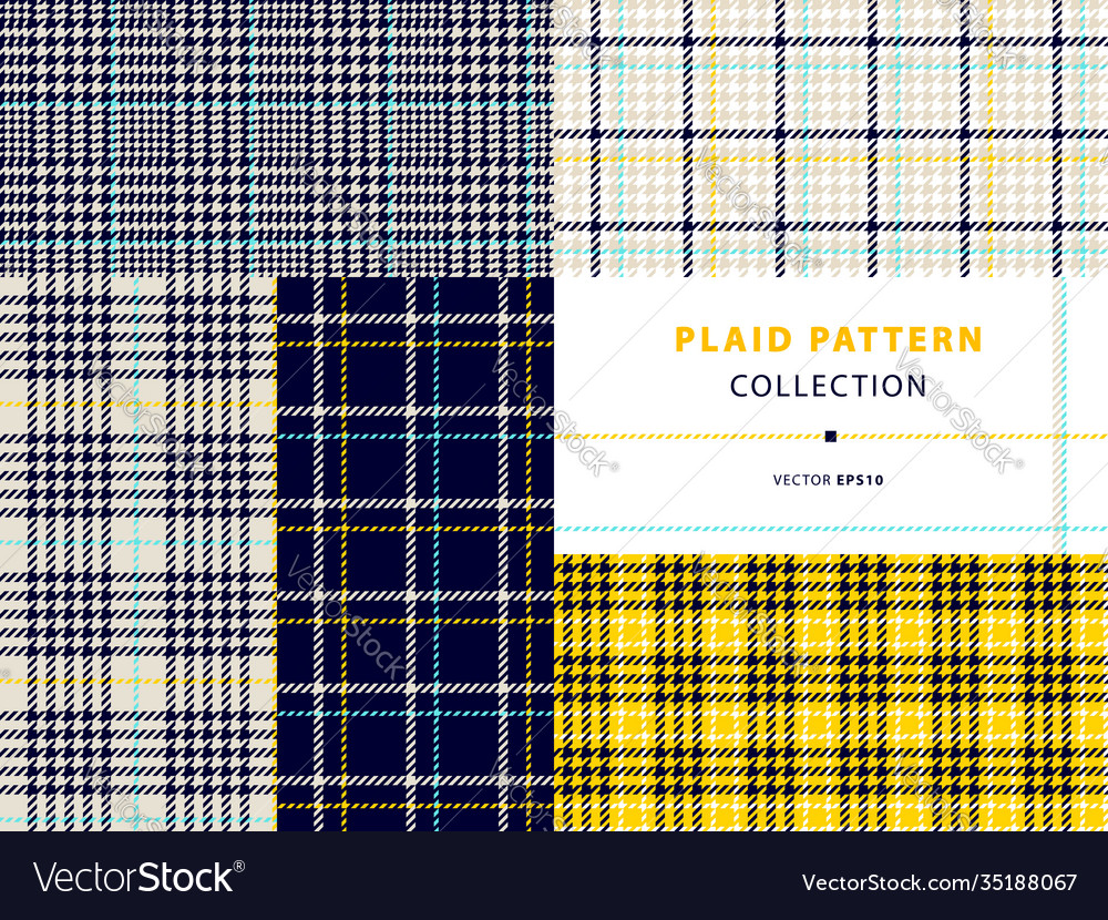 Plaid pattern collection Royalty Free Vector Image