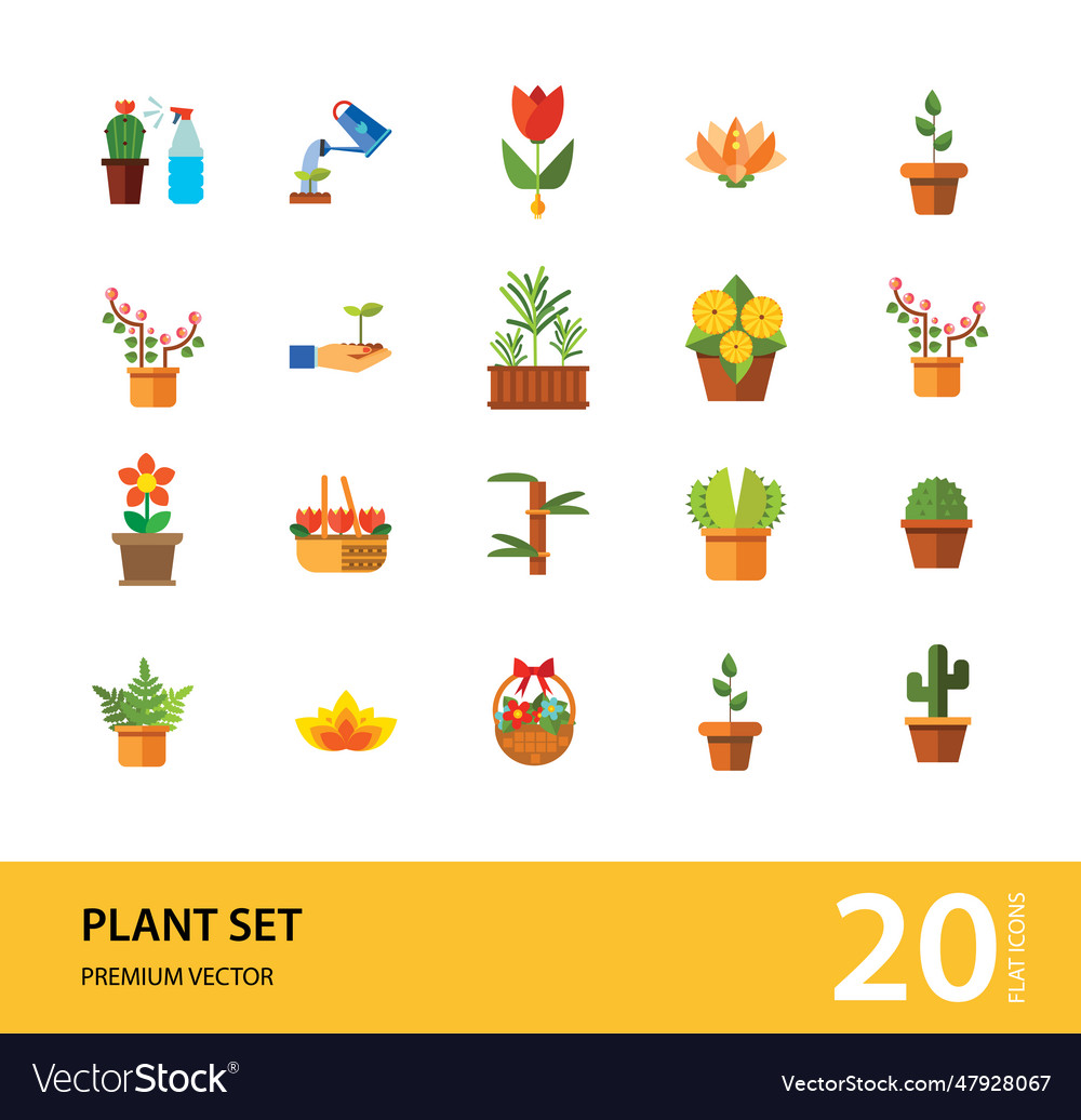 Plant icon set Royalty Free Vector Image - VectorStock