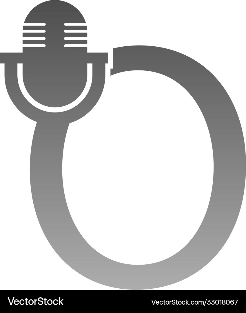 Podcast mic font letter design concept Royalty Free Vector