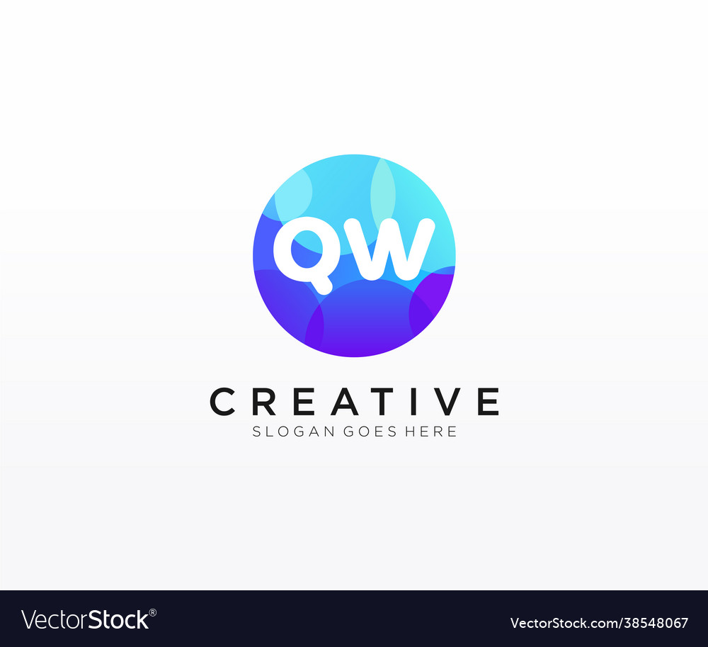 Qw initial logo with colorful circle template Vector Image