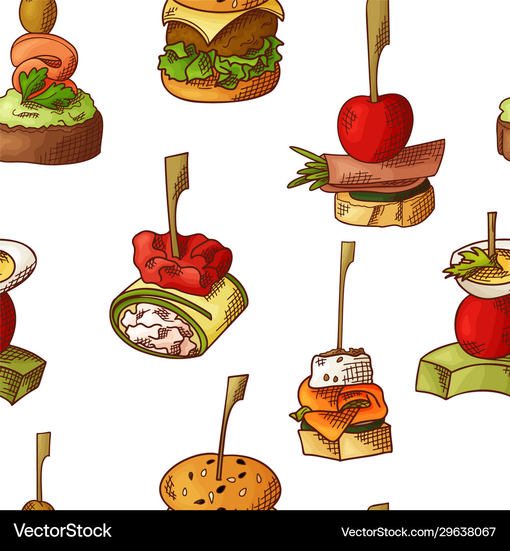 Seamless pattern with finger food sketch style Vector Image